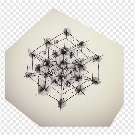 A Drawing Of A Cube With A Picture Of A Geometric Pattern Premium AI Generated PSD