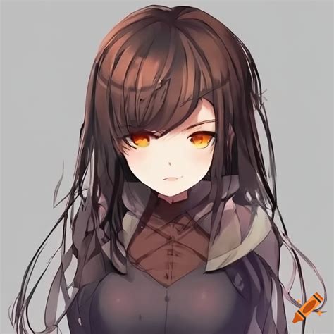 Anime Girl With Black Hair And Orange Eyes