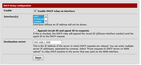 PfSense DHCP Relay Konfigurieren