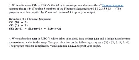 3 Write A Function Fib In Risc V That Takes In An