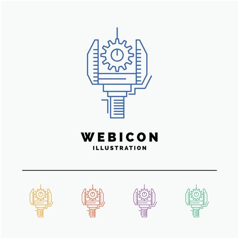 Automation Industry Machine Production Robotics 5 Color Line Web Icon Template Isolated On