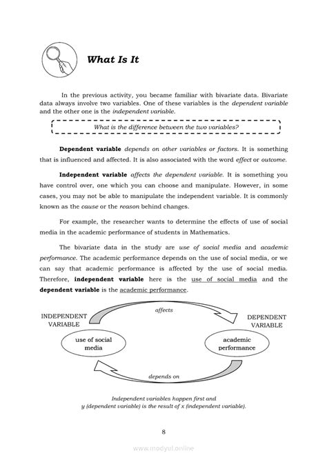 Statistics And Probability Module Identifying Dependent And Independent Variables SHS Modules