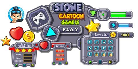 Stone Cartoon Game Ui Set 13 By Dionartworks Codester