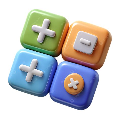 Minimal 3d Calculator Buttons With Plus Minus Multiply And Equal Symbols 3d Calculator Icon