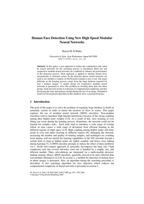 Pdf Human Face Detection Using New High Speed Modular Neural Networks