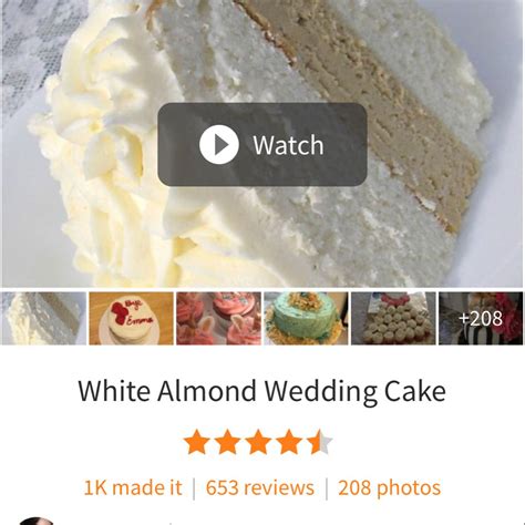 White Almond Wedding Cake Recipe Almond Wedding Cakes Cake Recipes Almond Flavor