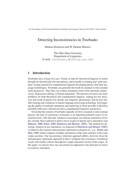 Pdf Detecting Inconsistencies In Treebanks