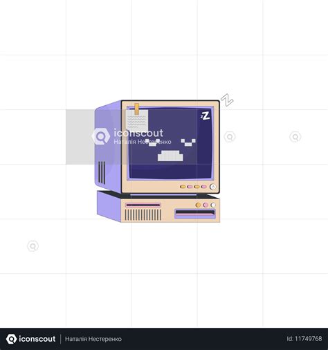 Retro Computer With Sleepy Zzz Pixel Face And Sticky Note 2d Cartoon Object Animation Animation