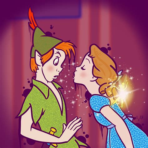 Peter Pan And Tinkerbell Kissing