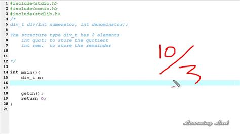 094 94 Div Function In C Programming Language Video Tutorial Youtube