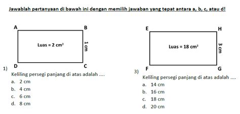 Soal Online Mencari Keliling Persegi Panjang Dari Luasnya Level 7