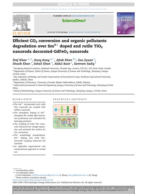 Pdf Efficient Co2 Conversion And Organic Pollutants Degradation Over Sm3 Doped And Rutile