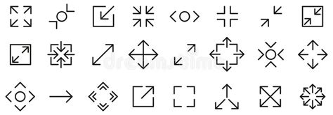 Full Screen And Exit Full Screen Set Icons Maximize And Minimize Line Arrows Sign Scalability
