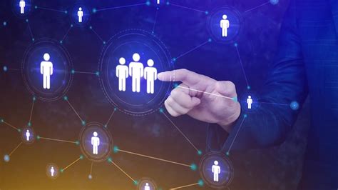 인적 자원 Hr 관리 고용 헤드헌팅 개념 가상 배경에서 현대 사회 버튼을 누르는 사업가 프리미엄 사진