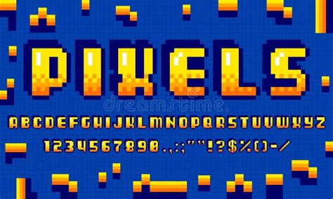 Retro Pixel Font Arcade Game Typeface 8 Bit Type Stock Vector