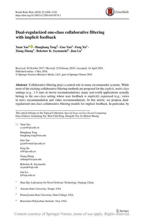 Dual Regularized One Class Collaborative Filtering With Implicit
