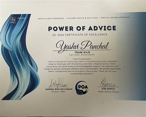 I Am So Honored To Get Nominated And To Receive The Power Of Advice Award For Q1 From Rbc