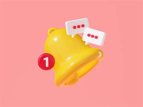Premium Photo Notification Bell With Speech Bubble With Text 3d Render
