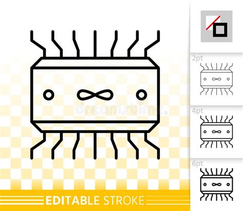 Microchip Circuit Simple Black Line Vector Icon Stock Vector