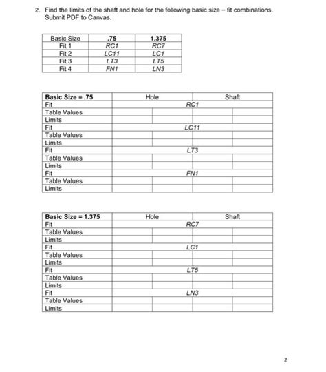 Solved 2 Find The Limits Of The Shaft And Hole For The