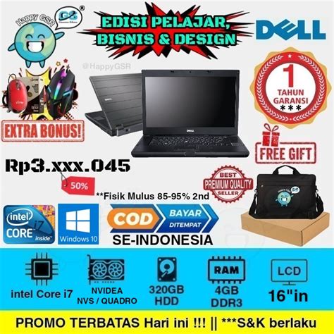 Jual Laptop Dell Intel Core I Ram Gb Hdd Gb Layar In Vga Nvidia Quadro