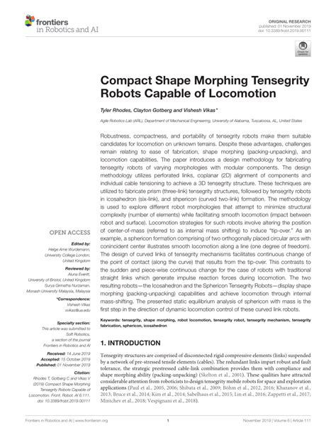 Pdf Compact Shape Morphing Tensegrity Robots Capable Of Locomotion