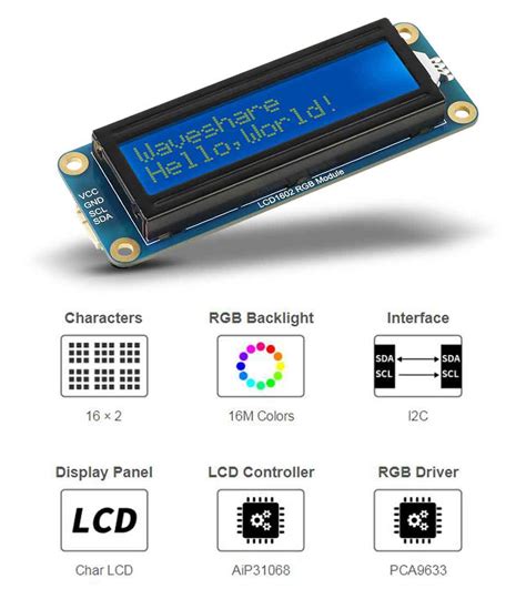 Lcd1602 Display Module I2c Bus Screen Lcd Rgb Backlight For Arduino