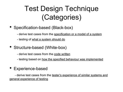 Software Testing Test Design Techniques Ppt