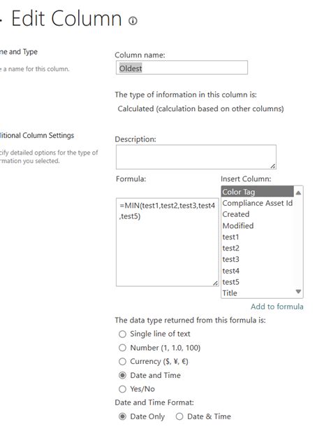 find oldest date in column per row power platform community