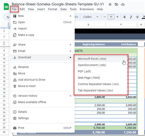 Balance Sheet Template Google Sheets Printable Balance Sheet