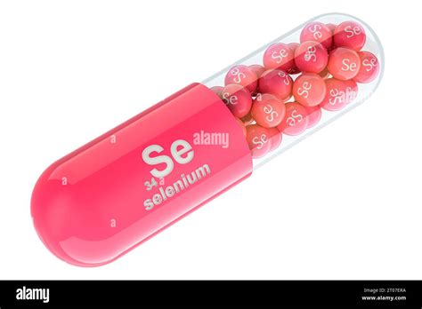 Vitamin Capsule Se Selenium 3d Rendering Isolated On White Background
