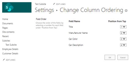 Optimizing Column Ordering In Sharepoint Online