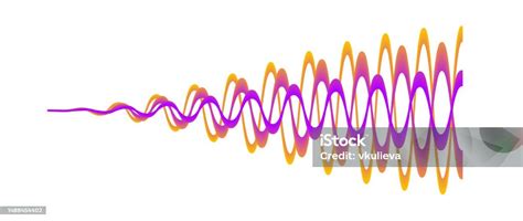 겹치는 음파 또는 신호 세 개의 보라색 주황색 그라데이션 정현파 선 전단지 포스터 배너를 위한 음성 또는 음악 오디오 디자인 요소 무선 신호 그래픽 샘플 벡터 Dj에 대한