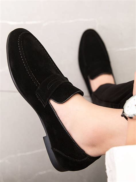 Homens Minimalista Slip On Vestido Camurça Falso Moda Sapatos De Couro Homens Preguiçosos