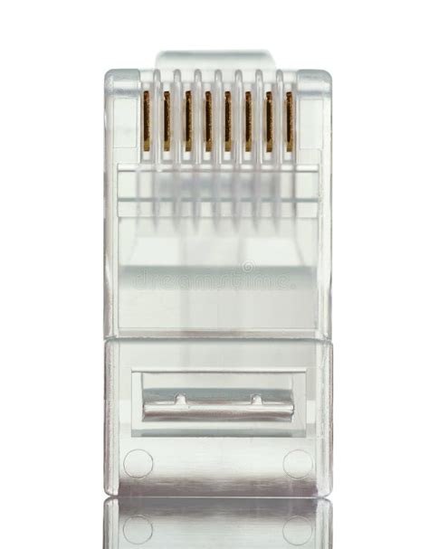 Rj45 Connector For Twisted Pair Connection Close Up Isolated On White