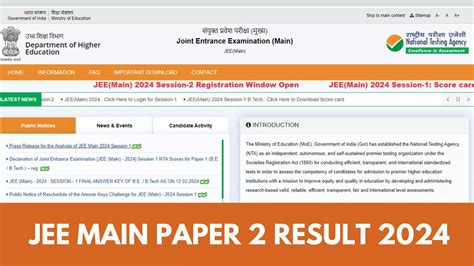 JEE Mains 2024 Paper 2 Result Soon On Jeemain Nta Ac In Check IIT JEE Mains Result Latest