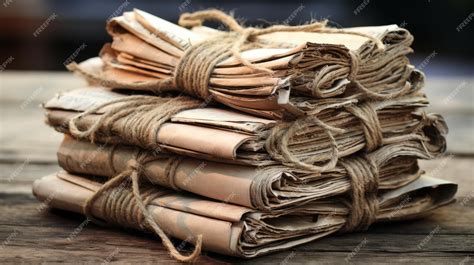 Premium Ai Image A Pile Of Old Newspapers Tied With Twine A Pile Of Old Newspapers Tied With Twine
