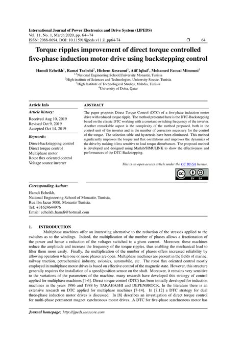 Pdf Torque Ripples Improvement Of Direct Torque Controlled Five Phase