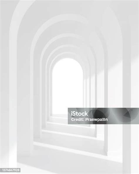 흰색 건축 아치 복도 공간 부드러운 그림자가 있는 추상적인 아치 곡선 코리더 0명에 대한 스톡 사진 및 기타 이미지 0명 3차원 형태 개념 Istock