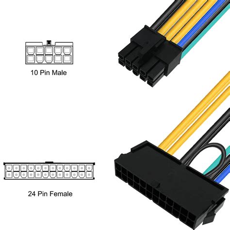 Trahoo 24 Pin To 10 Pin Atx Psu Power Supply Cable 24 Pin Female To 10 Pin Male Atx Power
