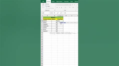 How To Get Pass And Fail Result In Excel Formula To Calculate Pass