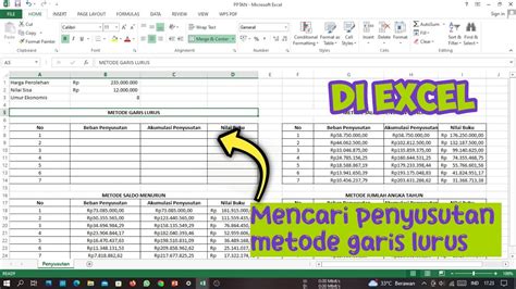 Cara Mencari Penyusutan Dengan Metode Garis Lurus Di Excel Rumus Penyusutan Garis Lurus Excel