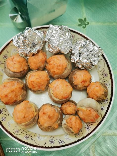 【虾滑焗口蘑的做法步骤图，虾滑焗口蘑怎么做好吃】涛哥与美食下厨房
