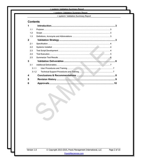 Validation Report Template