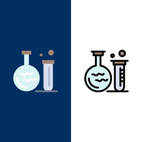 Tube Flask Lab Education Icons Flat And Line Filled Icon Set Vector Blue Background 14335202