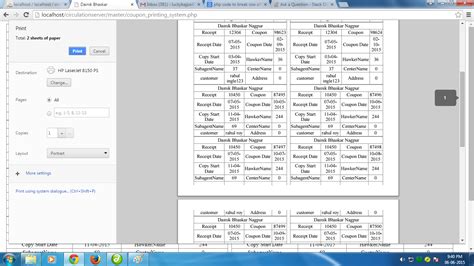 Html Php Code To Break Page After Th Row Stack Overflow