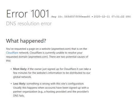 Iis 10 How To Solve The Error 1001 Dns Resolution Error Stack Overflow