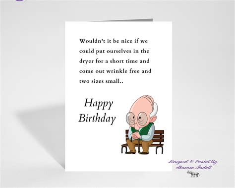 Funny 5x7 Birthday Card Old Age Birthday Card Funny Old Man Card