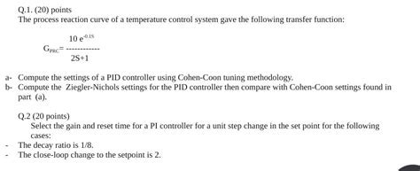 Solved Q Points The Process Reaction Curve Of A Chegg