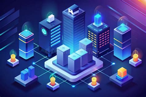 Safeguarding Your Digital Assets At Night Isometric Illustration Of Cybersecurity Measures With